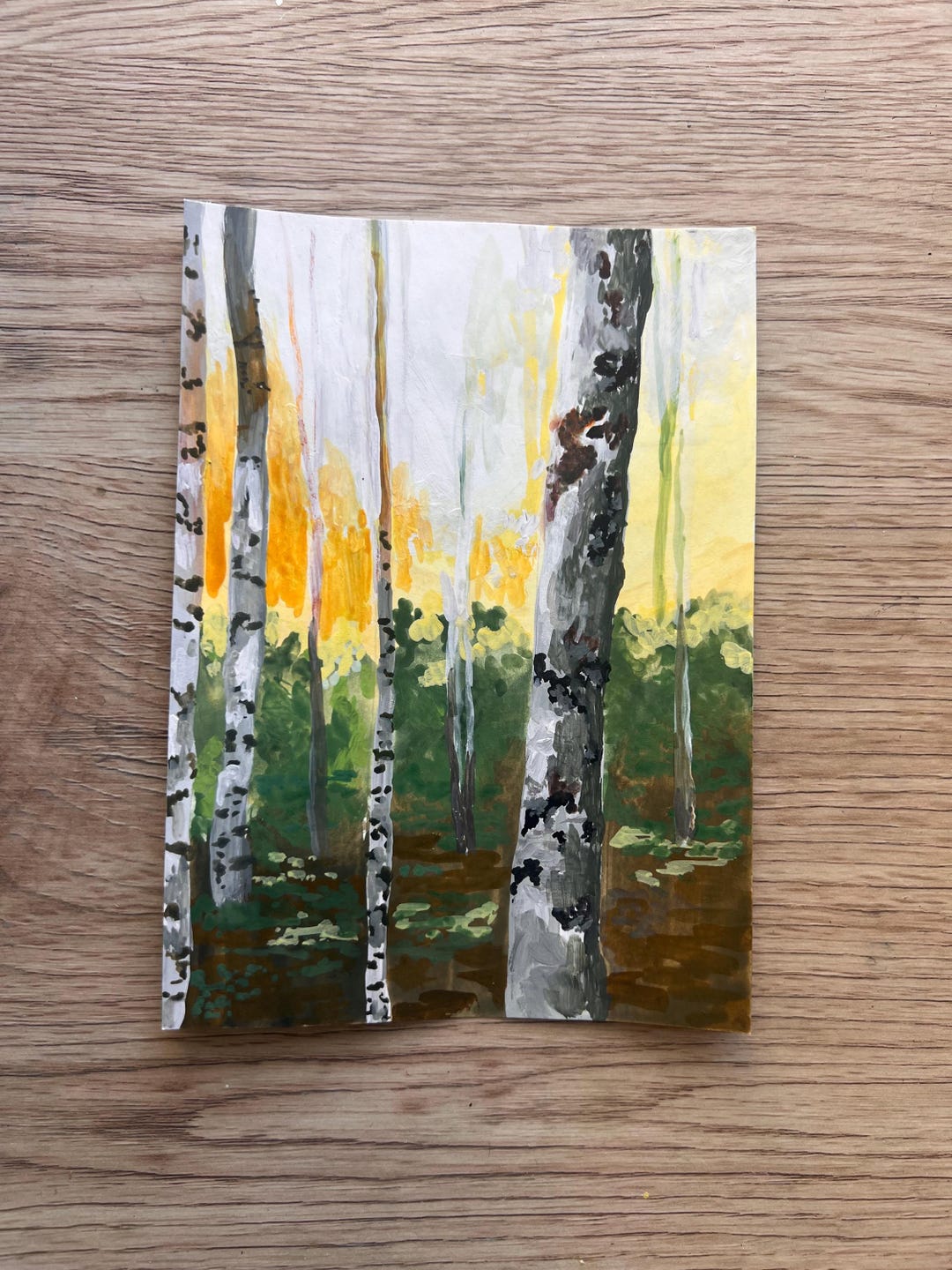 Birch Tree Gouache Painting, Nature Painting, Hand-painted Artwork Gift ...