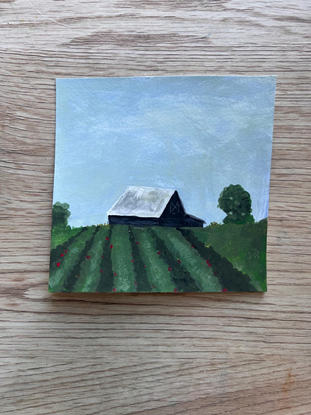 Farm Gouache Painting, Nature Painting, Hand-painted Artwork - Etsy