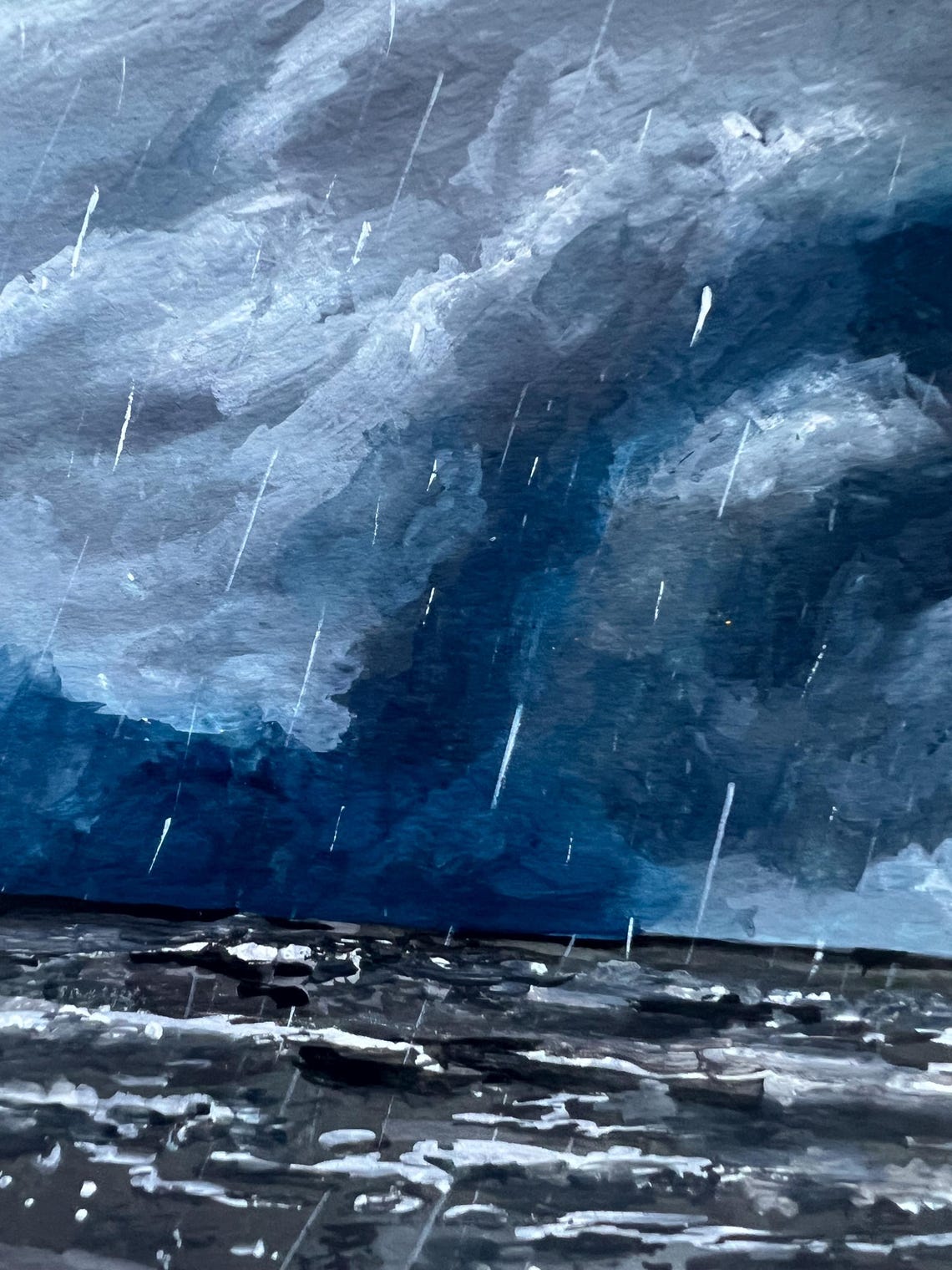 Stormy Ocean Gouache Painting, Nature Painting, Hand-painted Artwork - Etsy