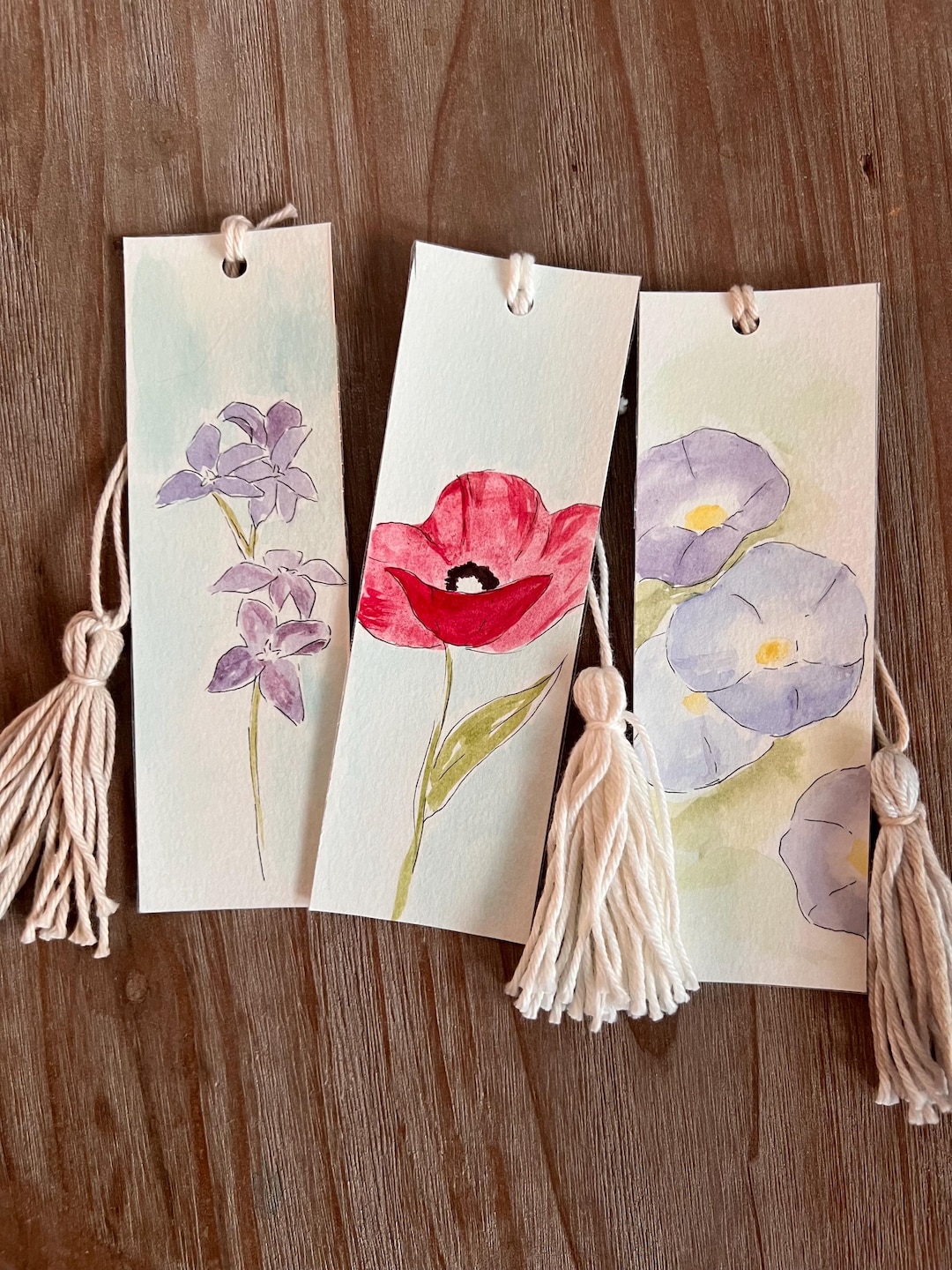 Birth Month Flower Bookmark, Watercolor Flower Bookmark, Hand-made ...