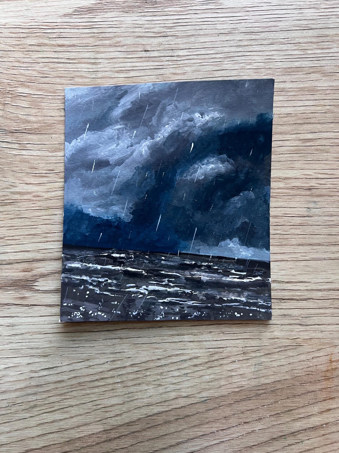 Stormy Ocean Gouache Painting, Nature Painting, Hand-painted Artwork - Etsy