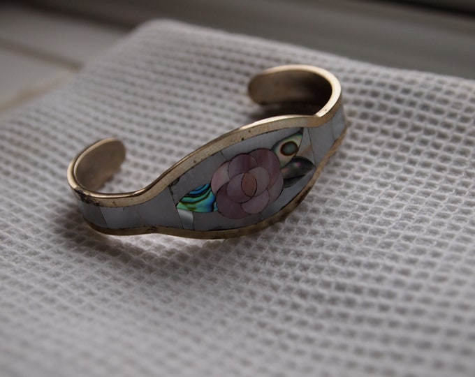Beautiful Bangle Made in Mexico Shell Inlay Silver - Etsy UK