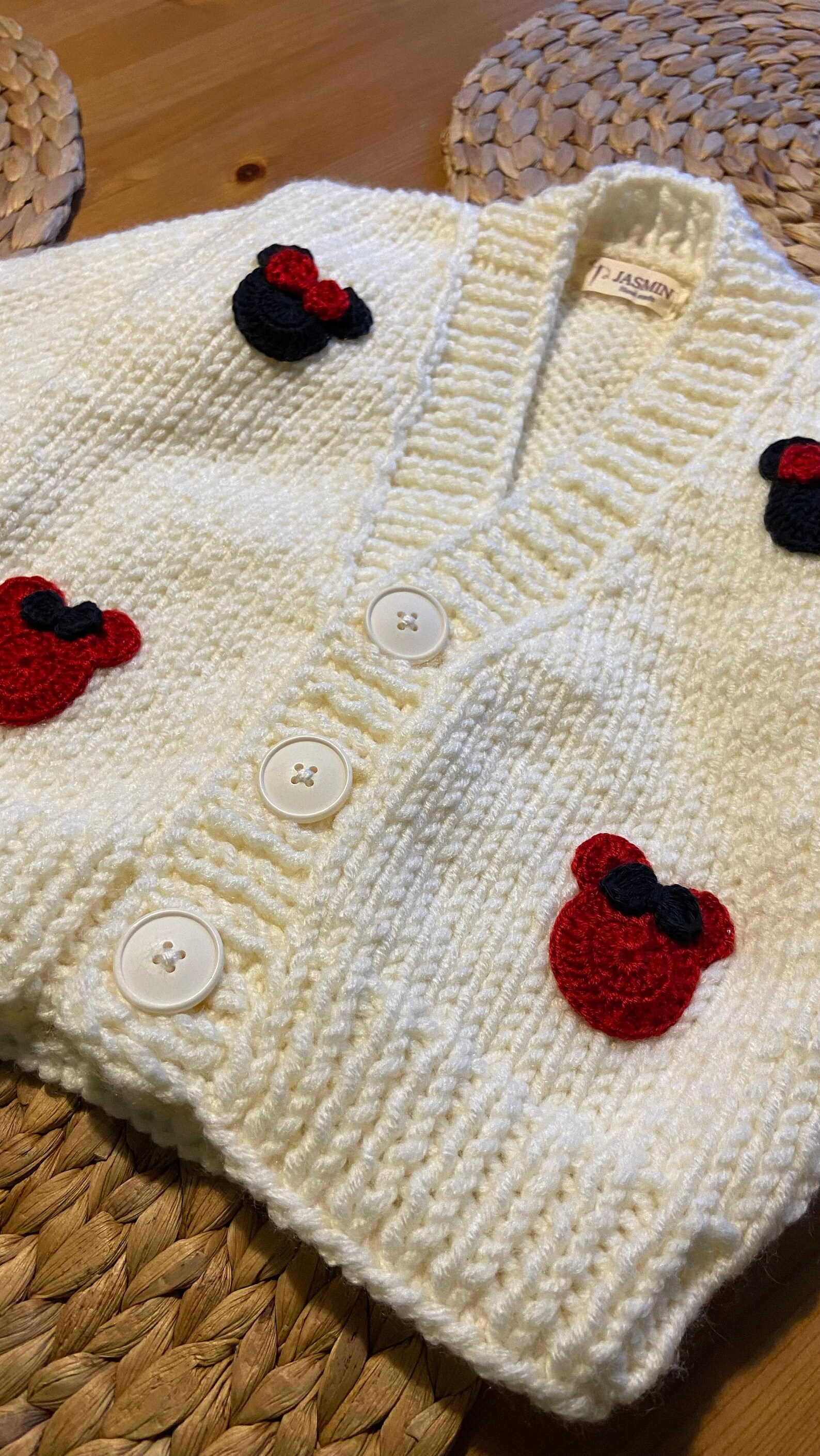 Mickey Mouse Baby Cardigan Outfit Handmade Knitted Knit Whitlove - Etsy