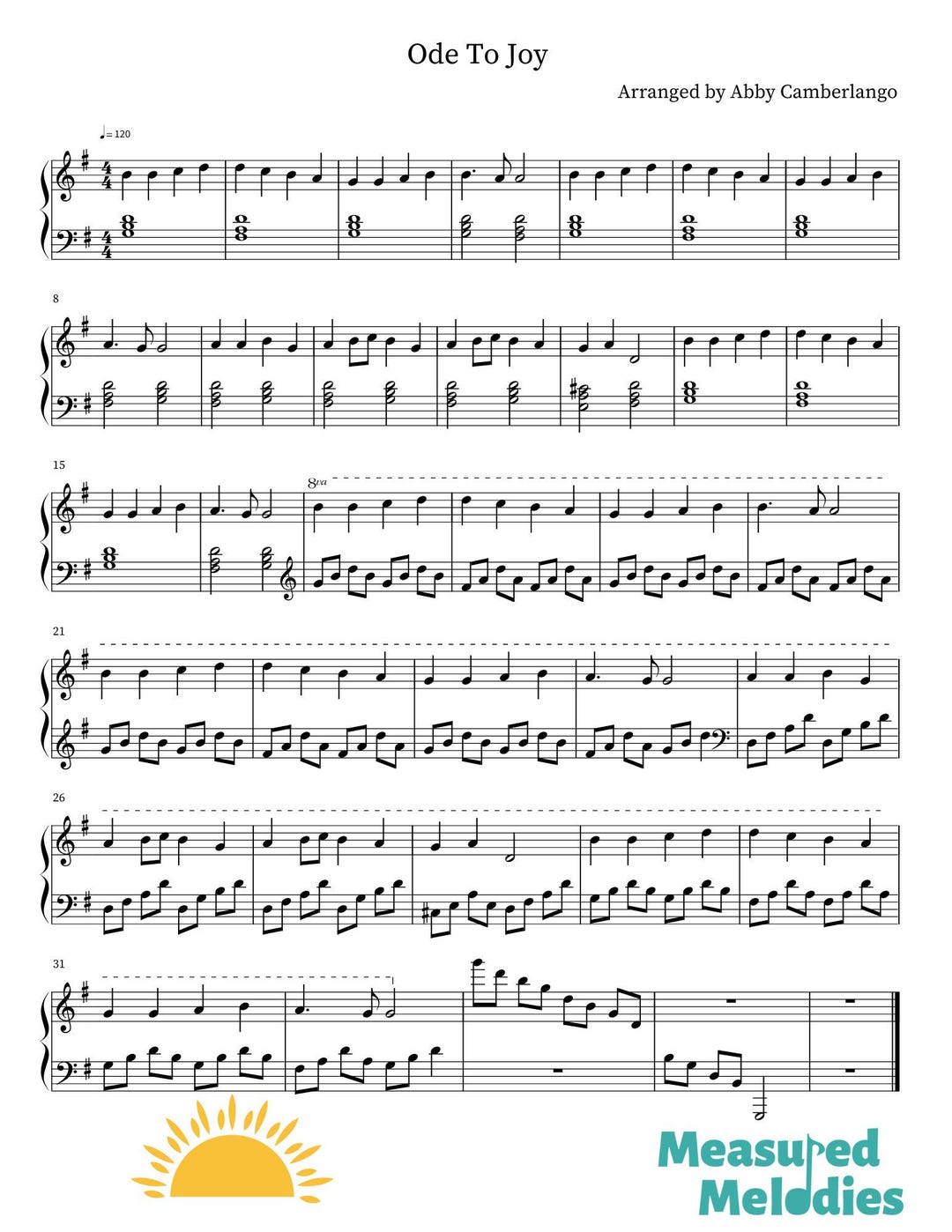 Ode to Joy Easy Piano Sheet Music - Etsy Australia