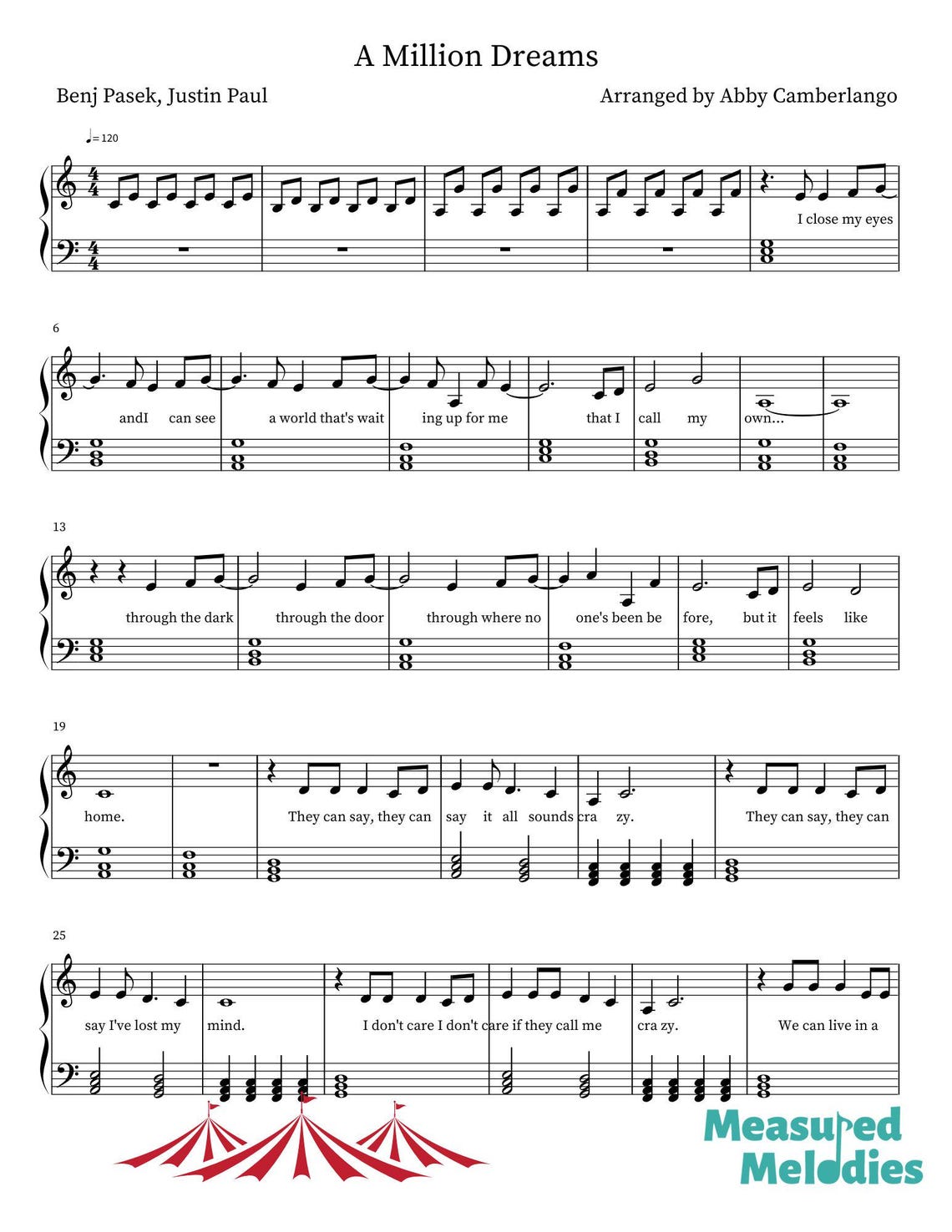 A Million Dreams Easy Piano Sheet Music - Etsy