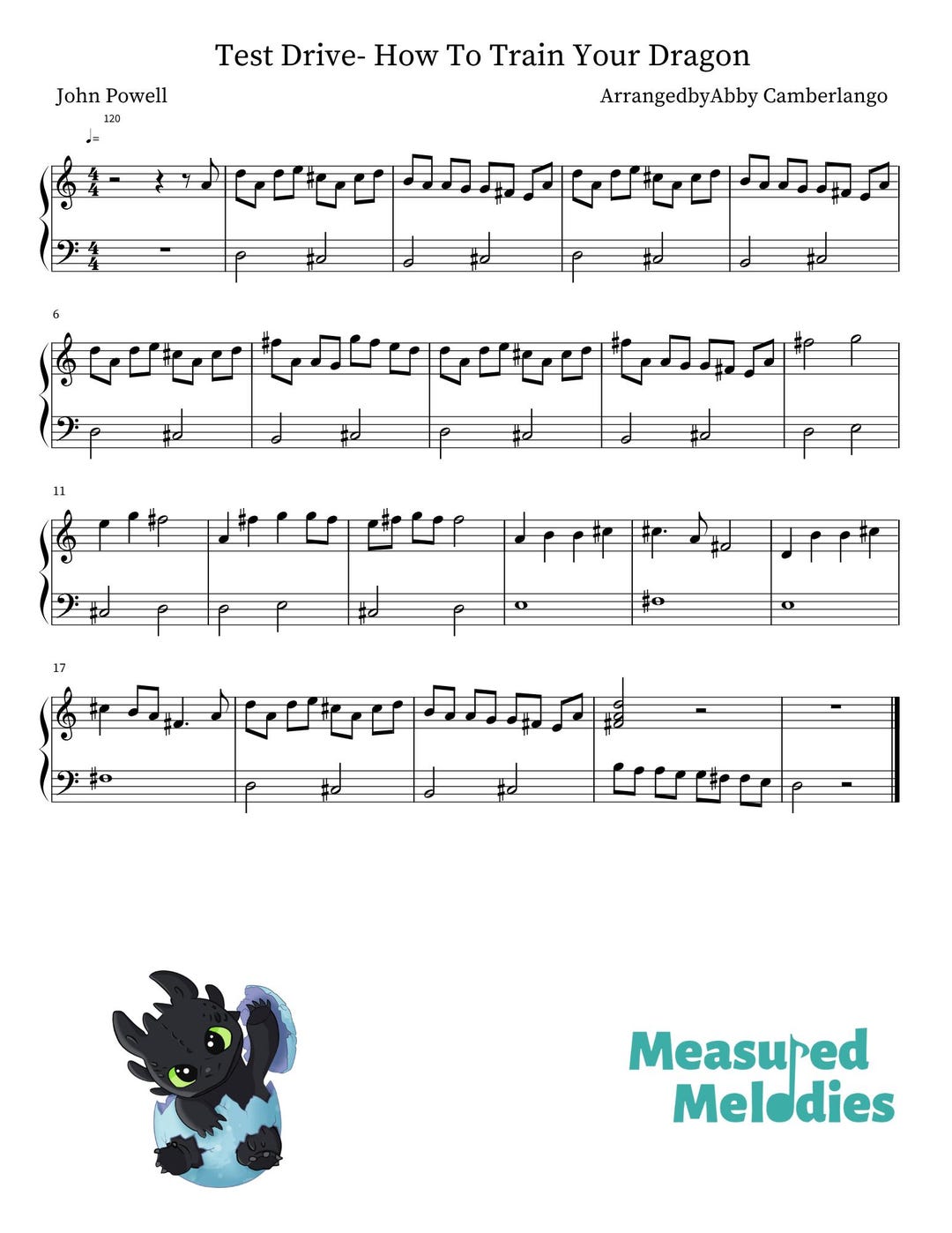 How to Train Your Dragon Easy Piano Sheet Music - Etsy