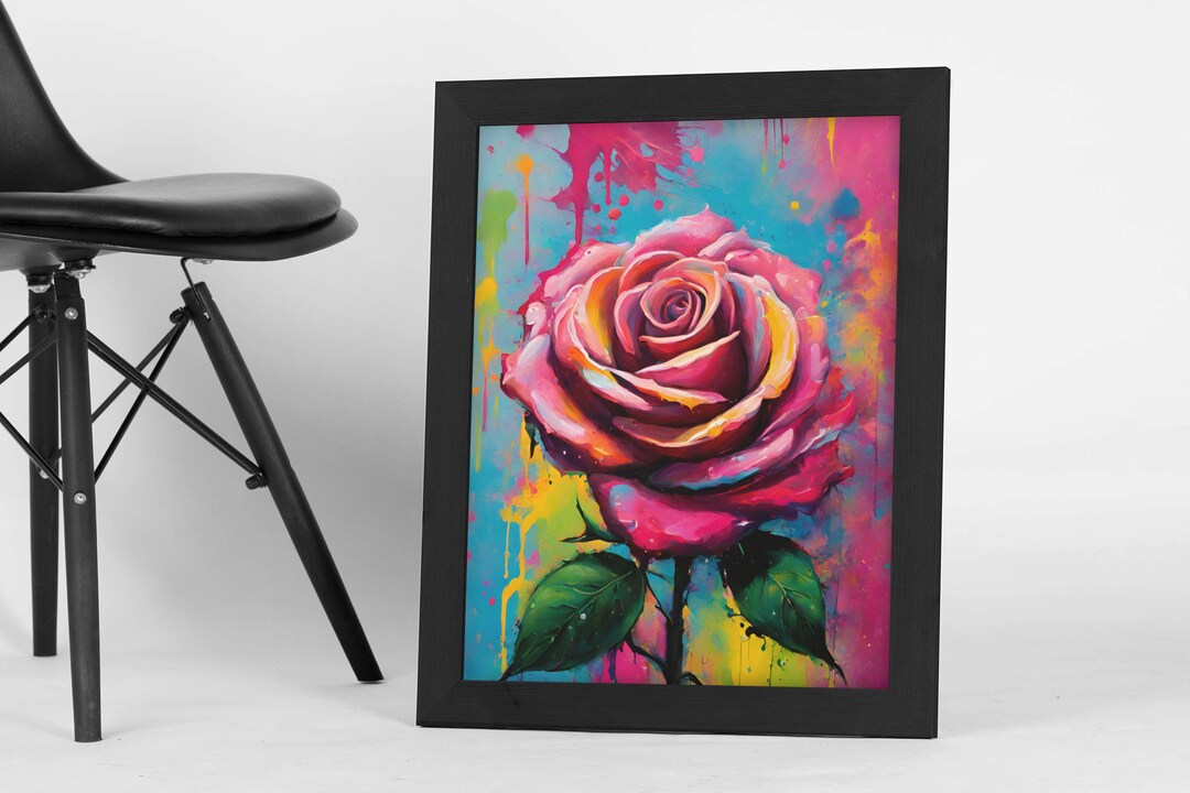 Paint Splatter Flower Art Print | Bold Maximalism Floral Poster ...