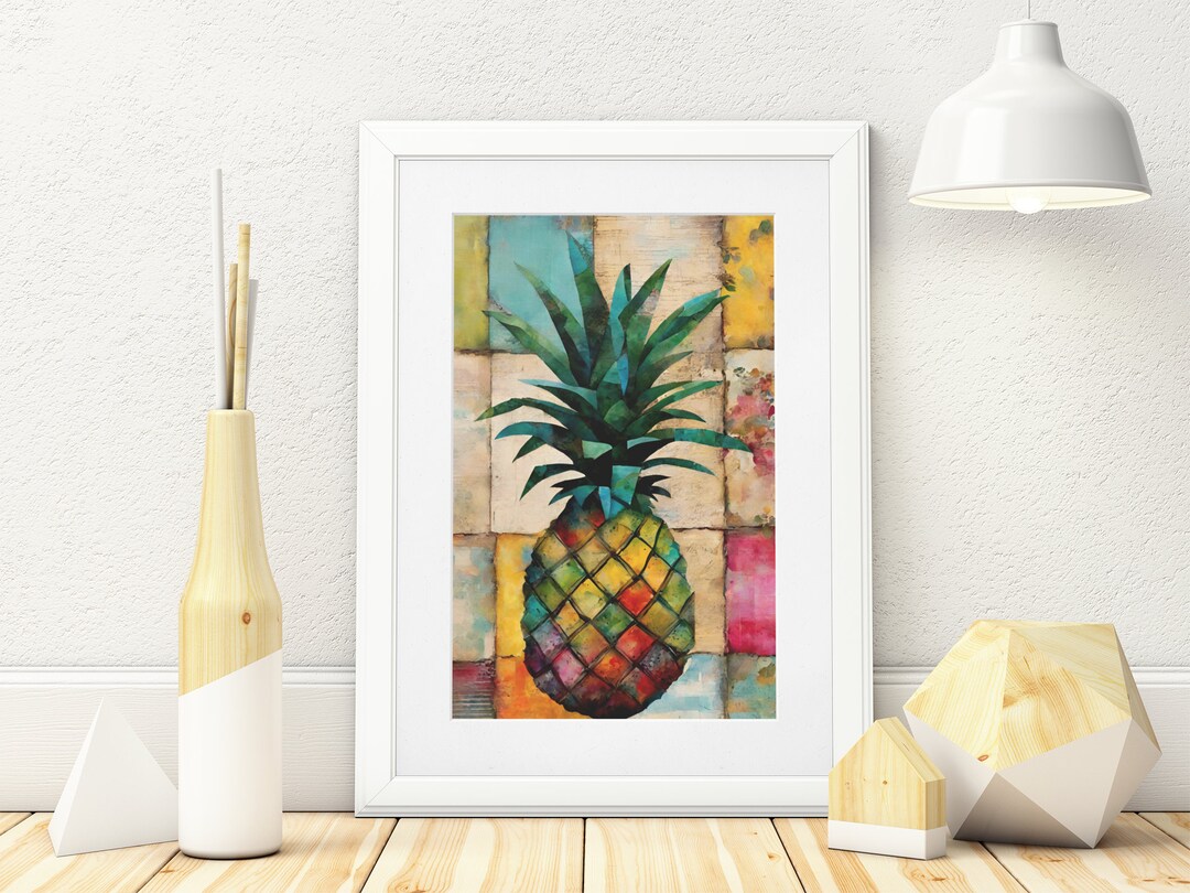 Vibrant Colorful Pineapple Art Print I Funky Fruit Poster I Bold Unique ...