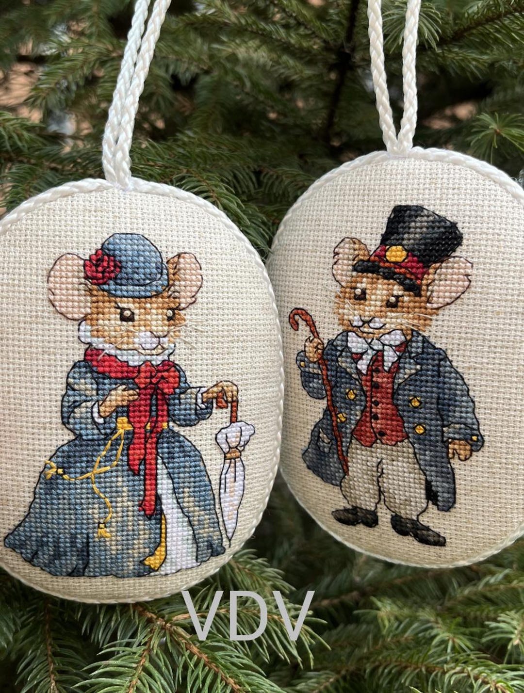 DIY Needlepoint Kit Mice (2 Toys in a Set) Set for Home Decor DMC Floss ...