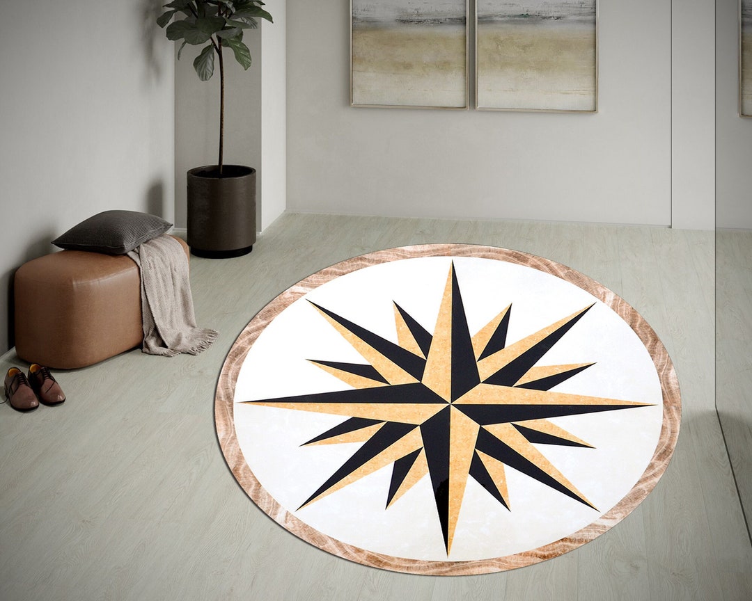 Decorative Compass Rose Rug Compass Medallion Themed Nonslip - Etsy