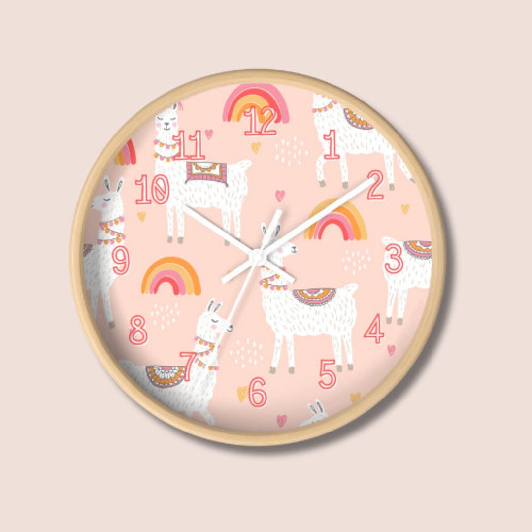 Rainbow Llama Little Girl's Room Wall Clock, Children's Room Decor ...