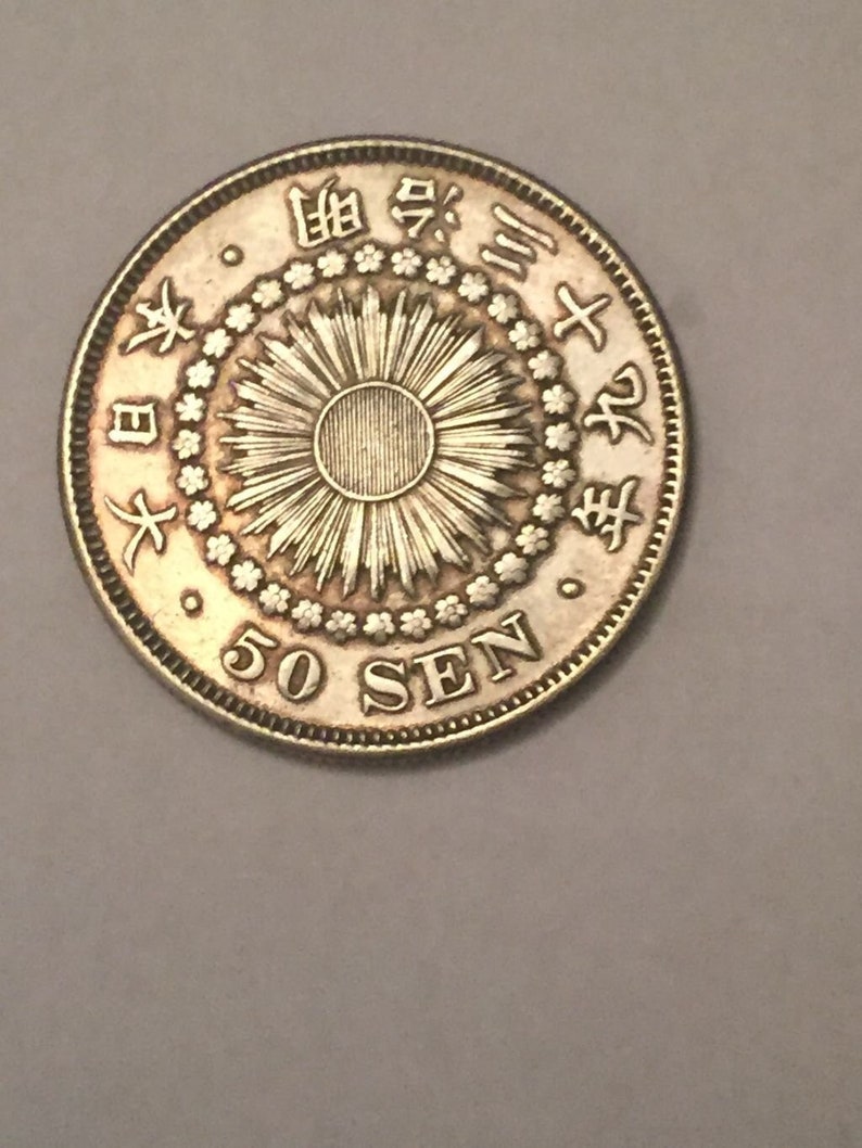 Japanese 50 Sen Silver Coin - Etsy