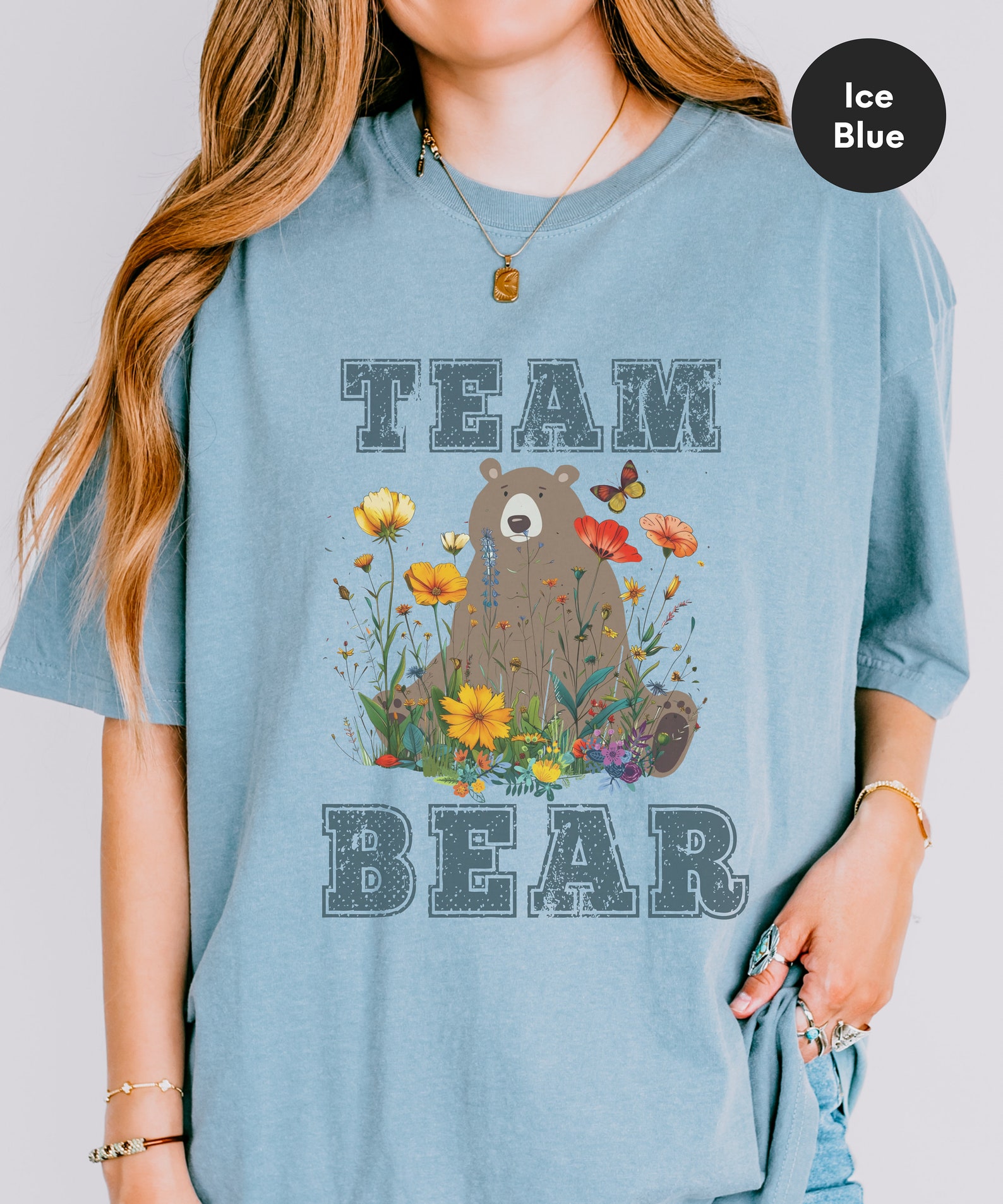 Team Bear, Man Vs Bear, Wildflowers, Butterfly, I Choose the Bear, Comfort Colors, Graphic T, T ...