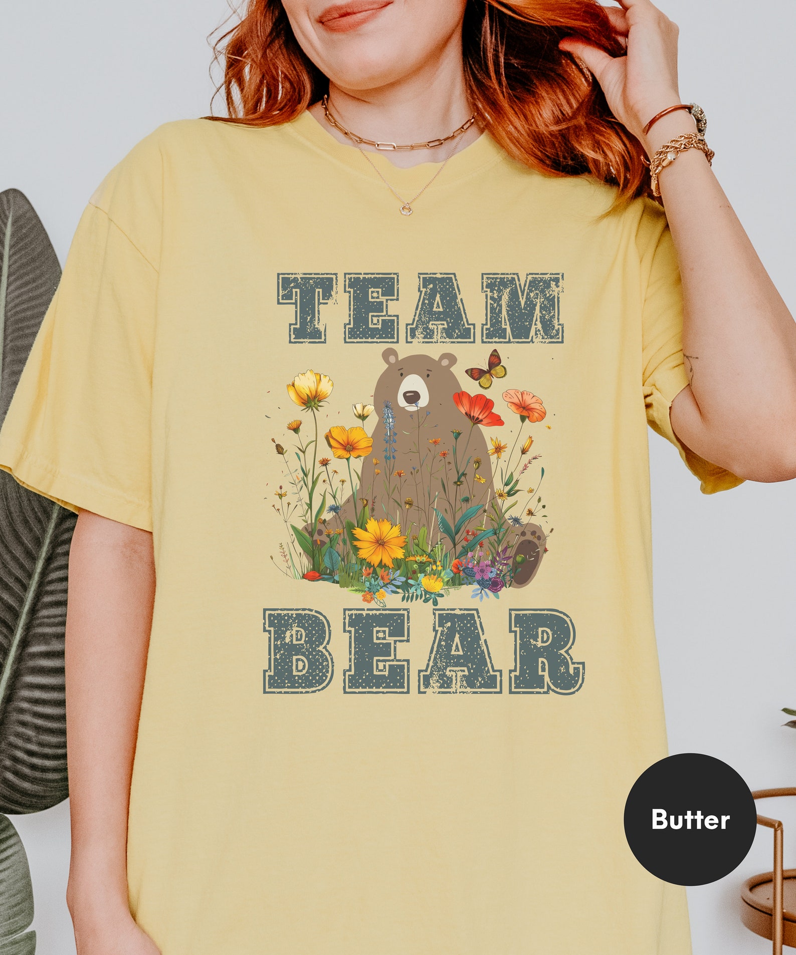 Team Bear, Man Vs Bear, Wildflowers, Butterfly, I Choose the Bear, Comfort Colors, Graphic T, T ...