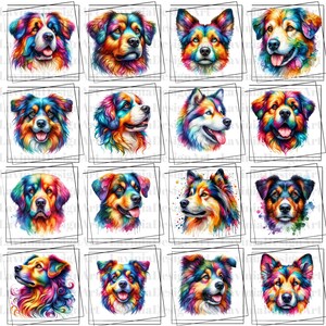 Colorful Dog Head Clipart Watercolor| Colorful Clipart | Dog Head ...