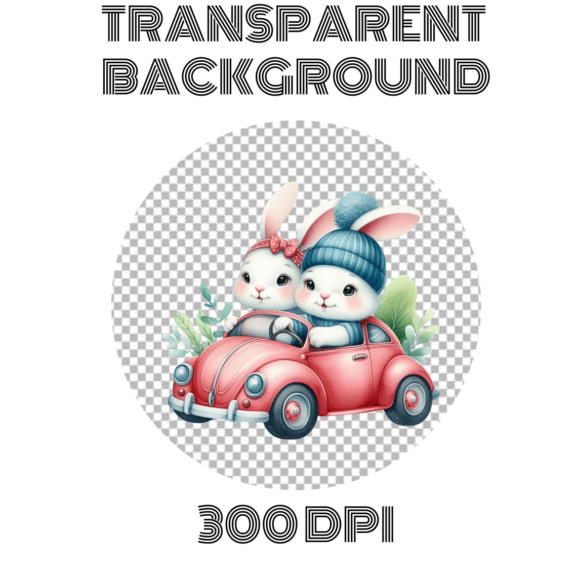 Rabbit Driving a Car Clipart Watercolor Rabbit Png Drive Car Clipart ...