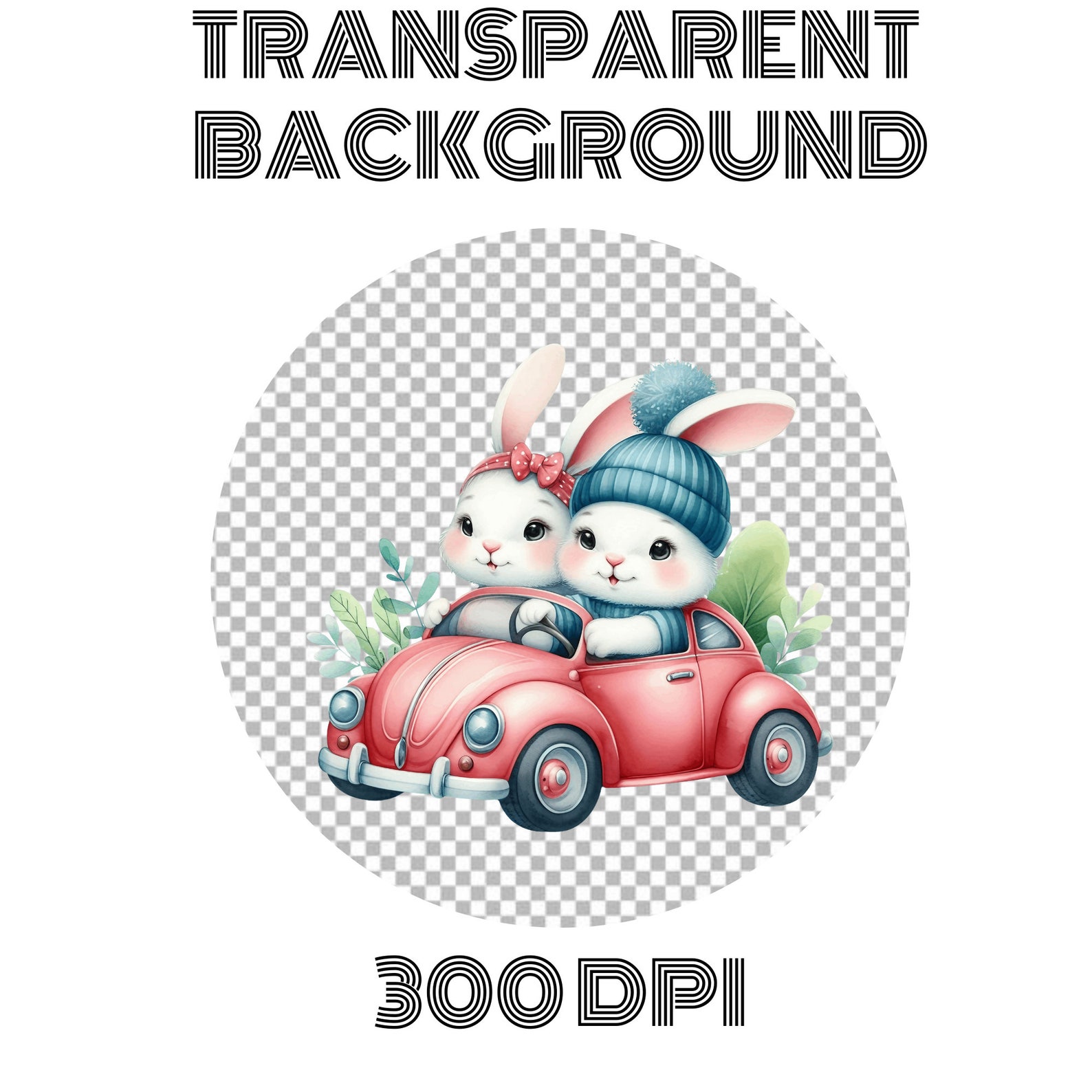 Rabbit Driving a Car Clipart Watercolor Rabbit Png Drive Car Clipart ...