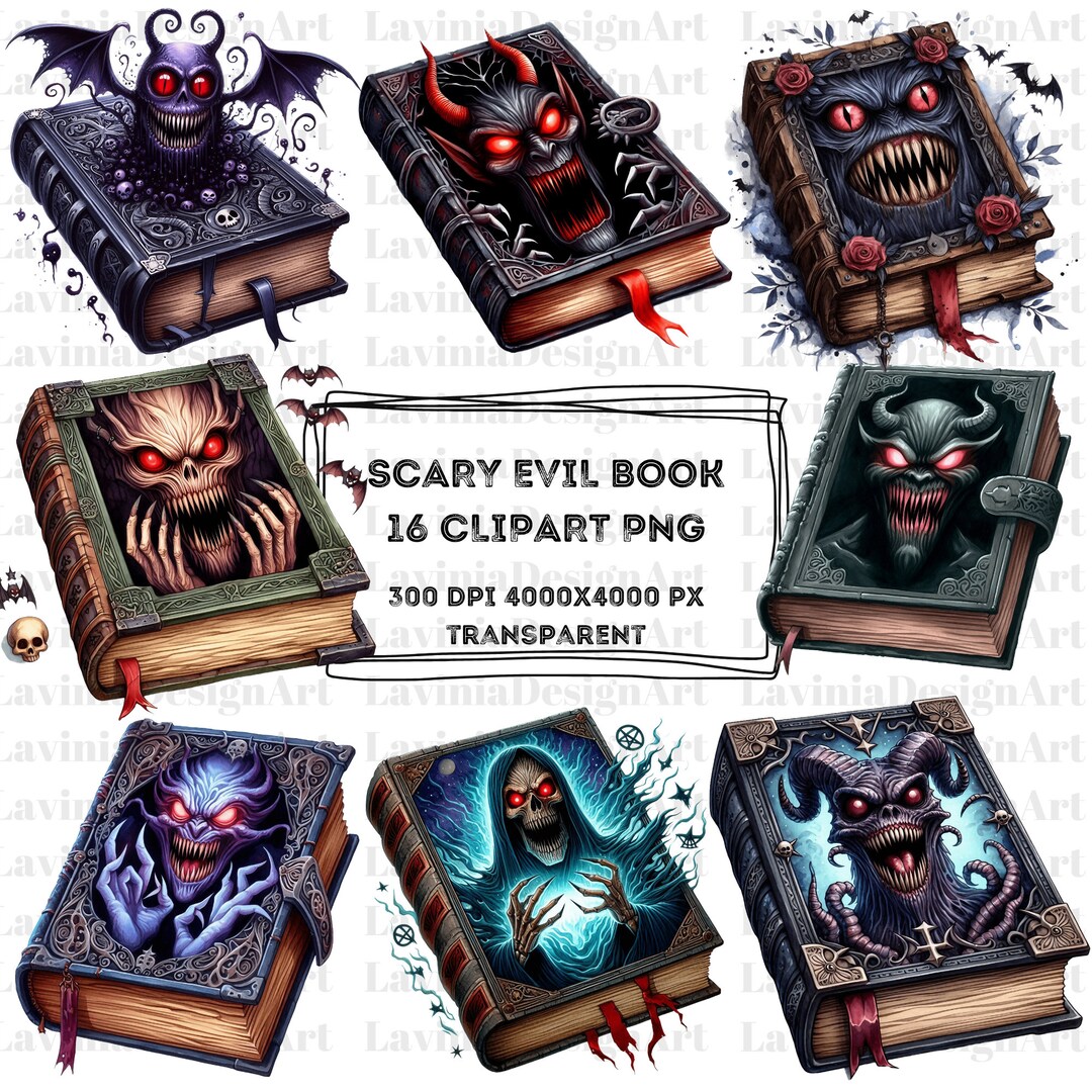 Scary Evil Book Clipart | Halloween Clipart | Evil Book Clipart | Demon ...