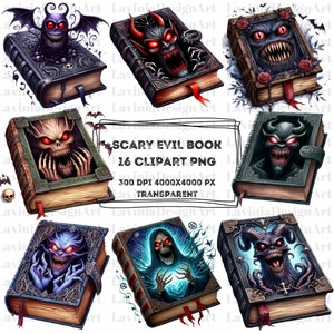 Scary Evil Book Clipart | Halloween Clipart | Evil Book Clipart | Demon ...