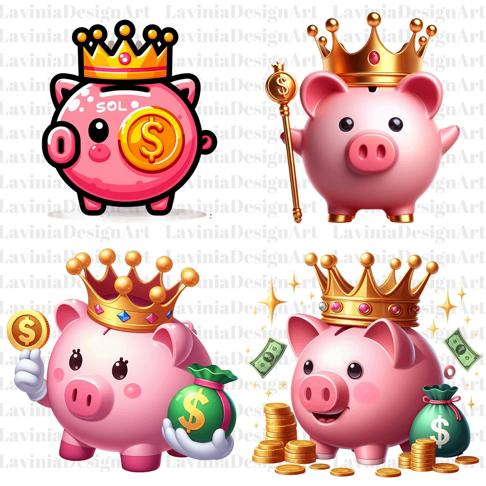 Piggy Bank Watercolor Clipart | Piggy PNG | Money Clipart | Money Png ...