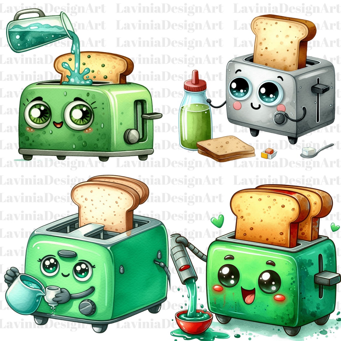 Tost Machine Clipart Watercolor | Tost Clipart | Machine Clipart | Tost ...