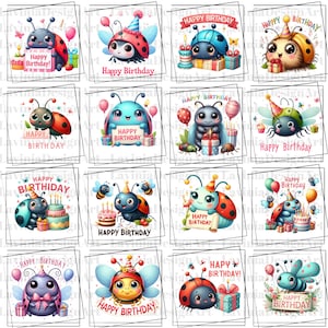Happy Birthday Bug Clipart Watercolor | Birthday Clipart | Bug Clipart ...