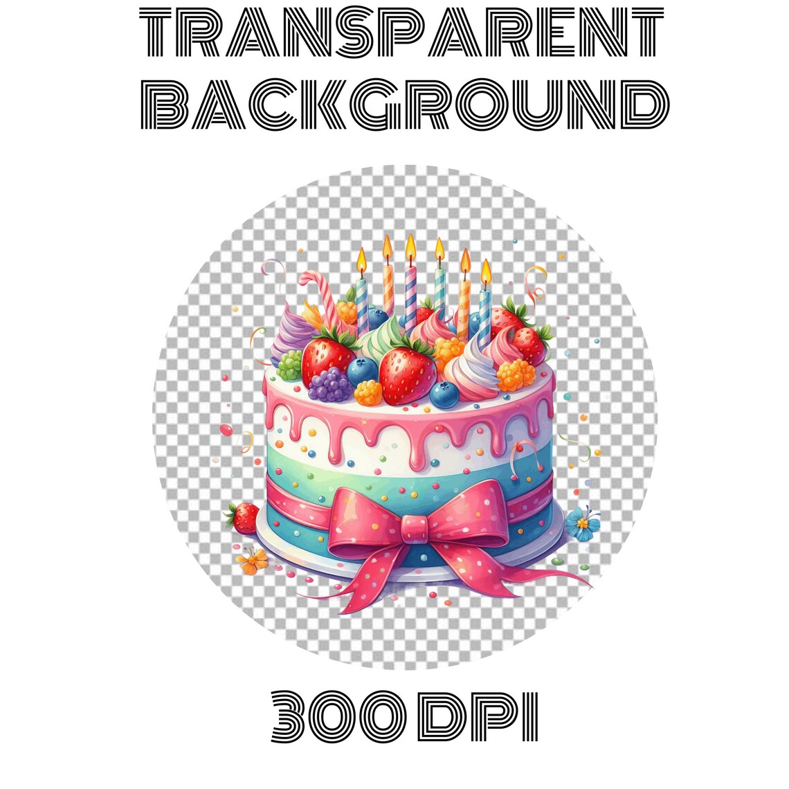 Birthday Cake Clipart Watercolor | Cake Png | Colorful Cake | Birthday ...