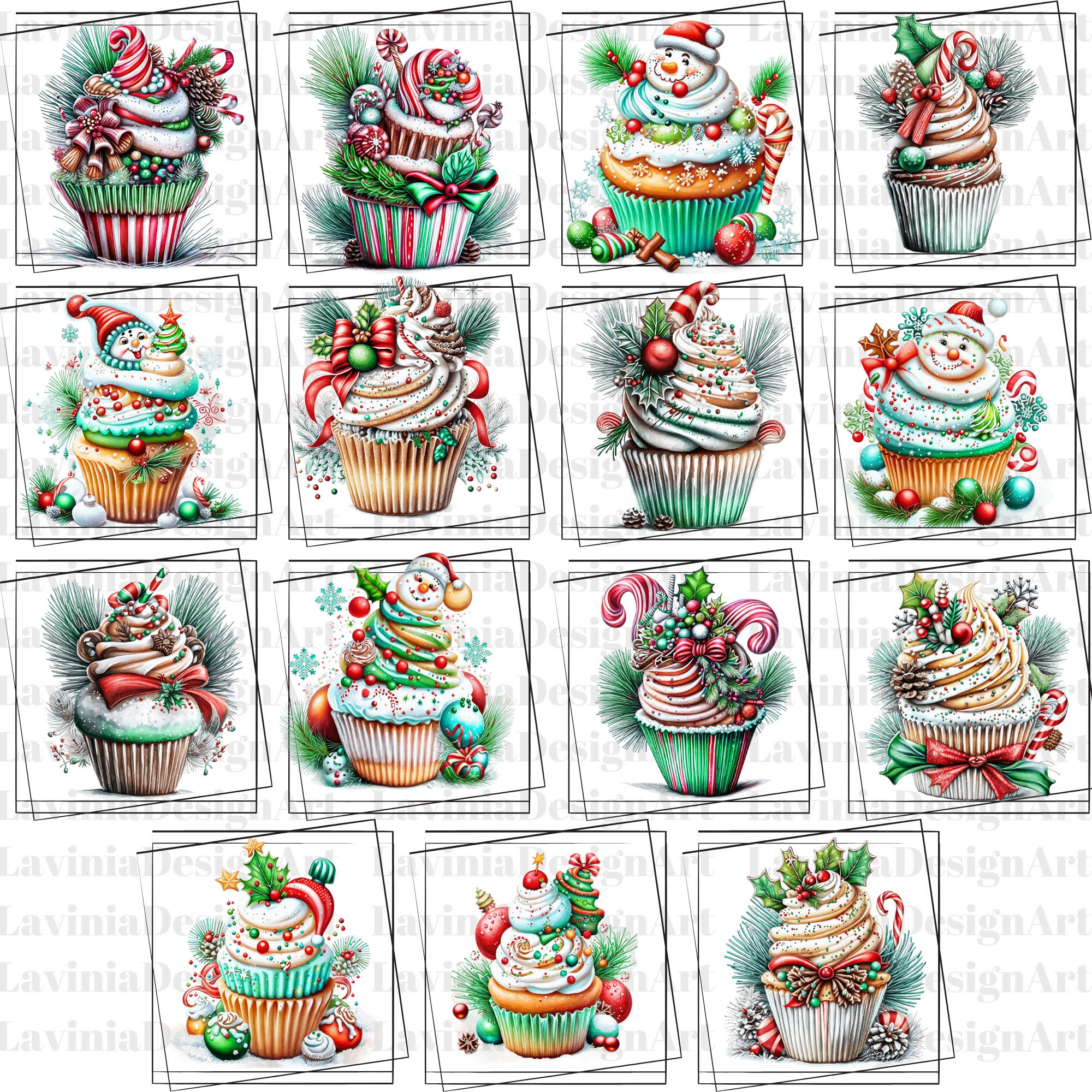 Christmas Cupcakes Clipart | Christmas Sweets Clipart Set | Christmas ...