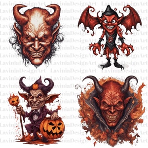 Devil Halloween Clipart | Demon Face Clipart | Devil Png | Spooky Devil ...