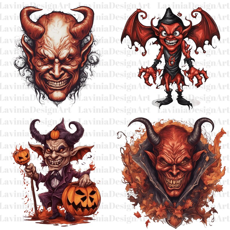Devil Halloween Clipart Demon Face Clipart Devil Png Spooky Devil ...