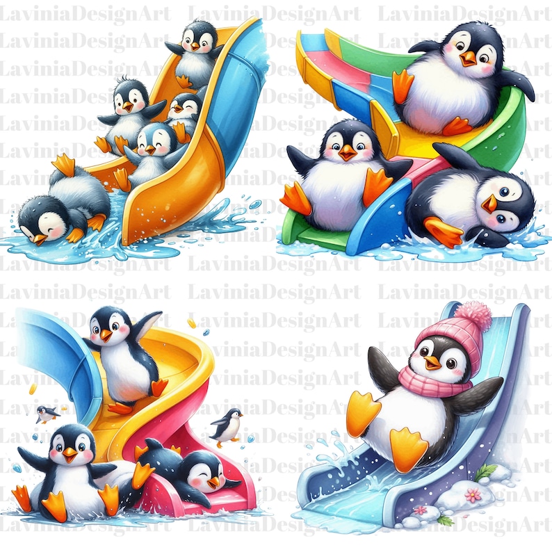 Penguin Clipart Penguin Sliding Down the Slide Penguins Bundle Penguis ...