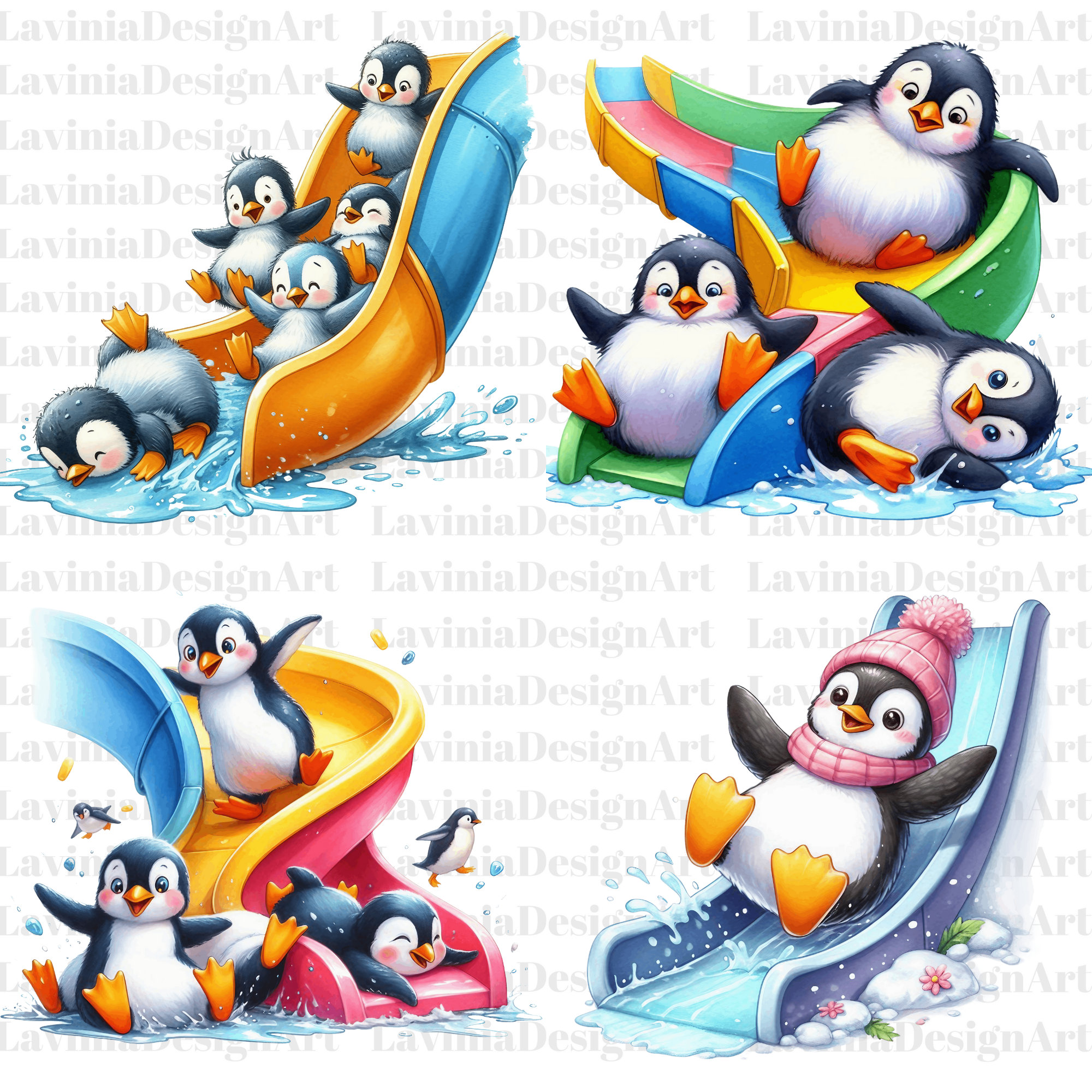Penguin Clipart Penguin Sliding Down the Slide Penguins Bundle Penguis ...