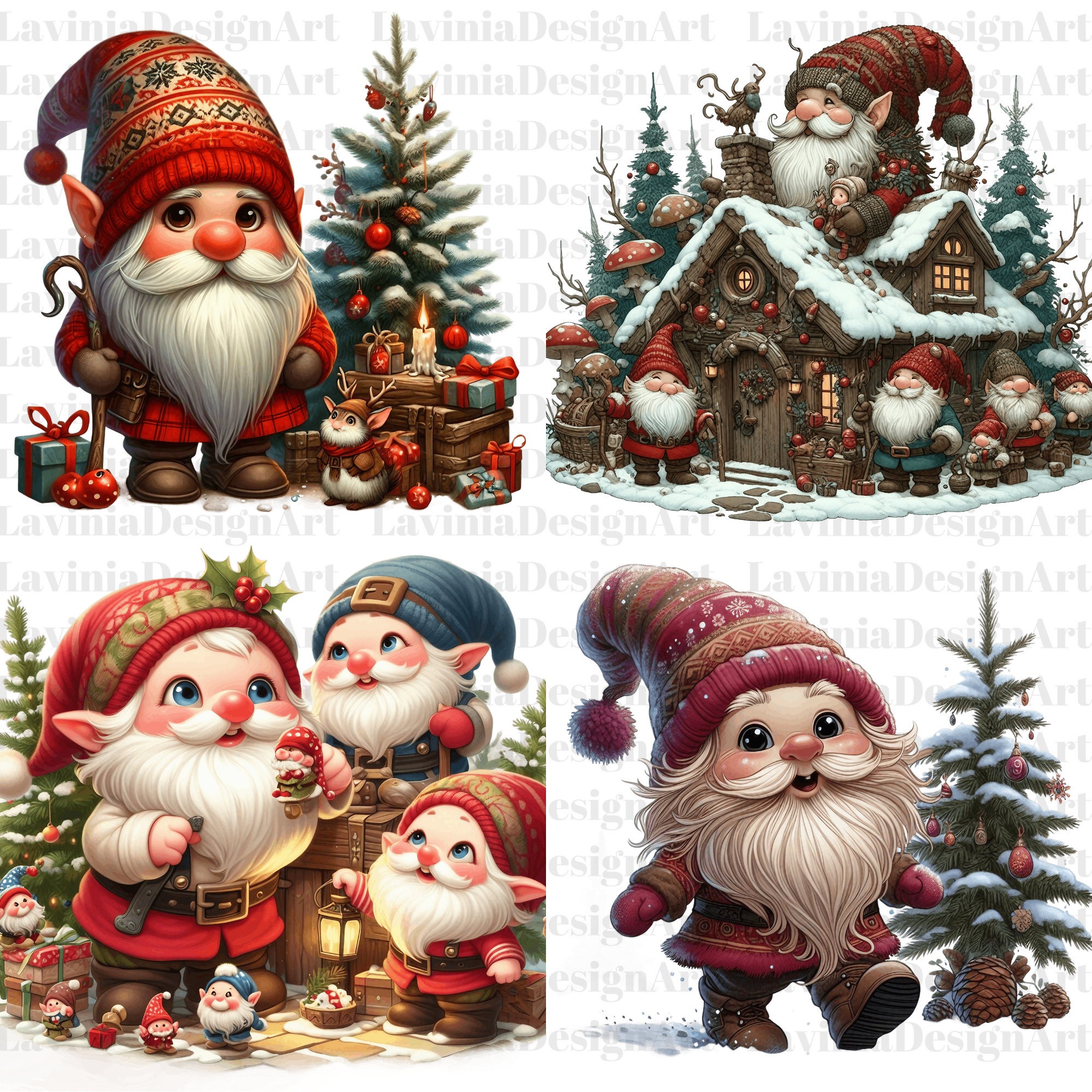 Christmas Gnome Clipart | Clipart Bundle | Santa Claus Clipart | Wall ...