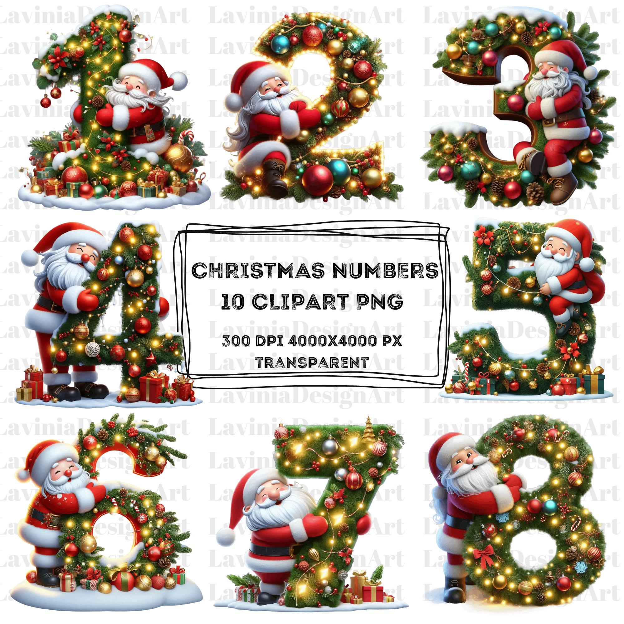 Christmas Numbers Clipart | Christmas Watercolor | Christmas PNG ...