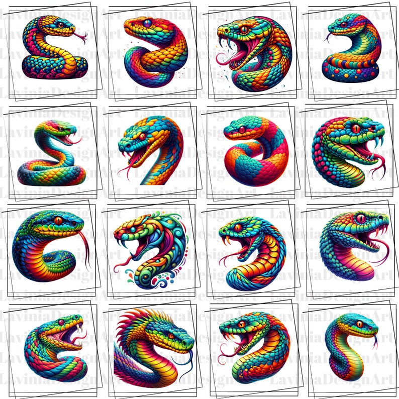 Colorful Snake Head Clipart Watercolor | Snake Clipart | Snake Head Png ...