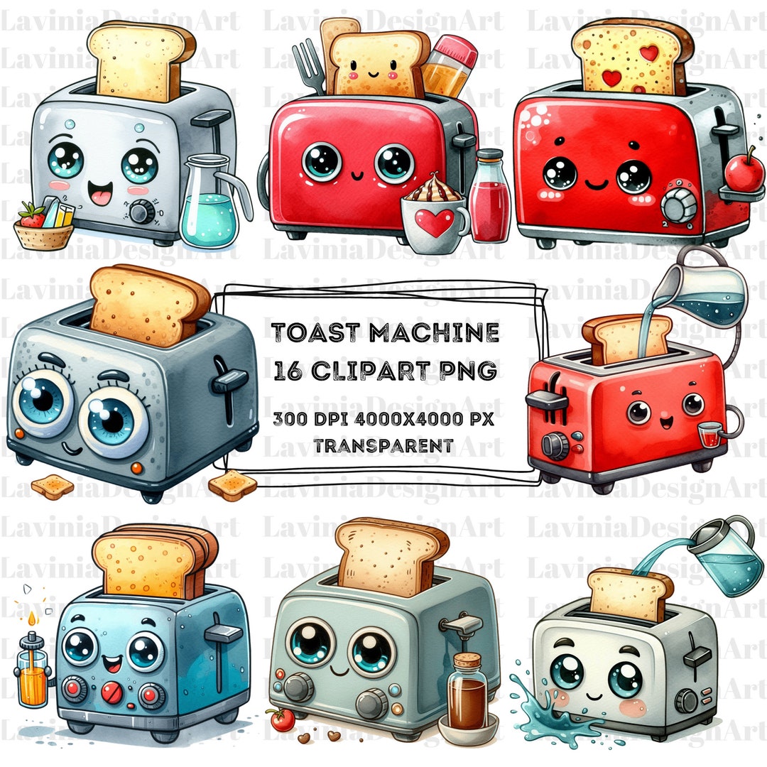Tost Machine Clipart Watercolor | Tost Clipart | Machine Clipart | Tost ...