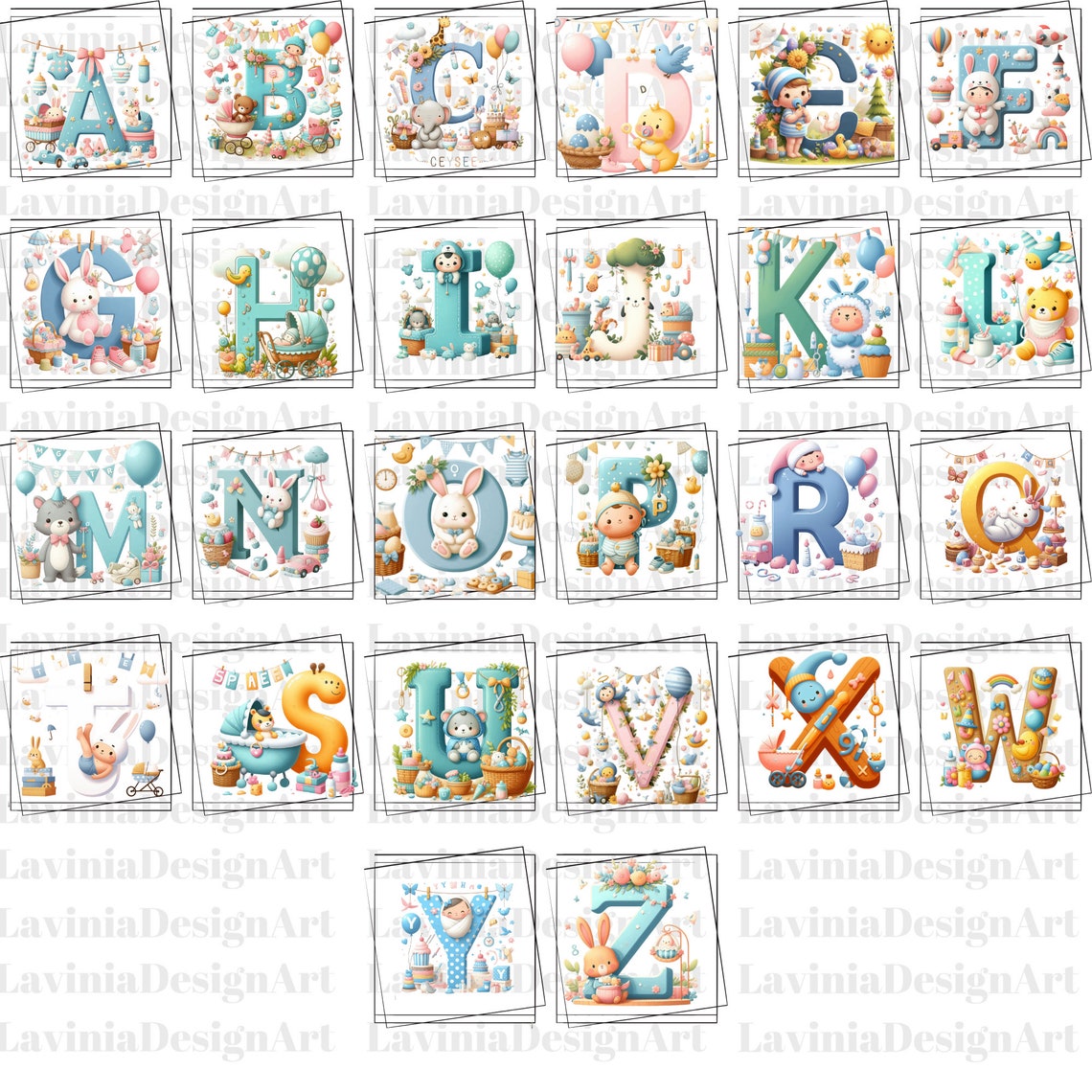 Baby Shower Alphabet | Baby Shower Letters Png | Baby Shower Decor ...