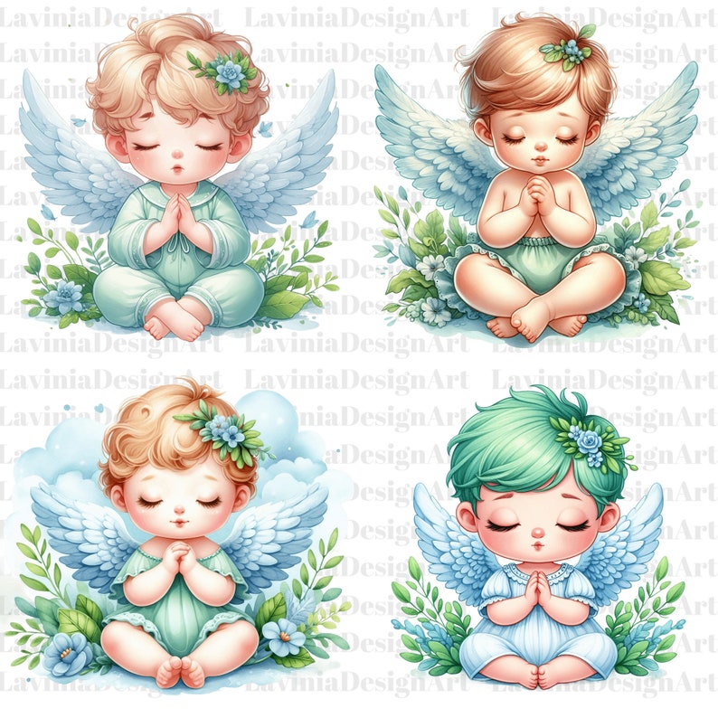 Cute Baby Angel Clipart | Angel | Baby Angles | Baby Shower Decoration | | Watercolor Newborn ...