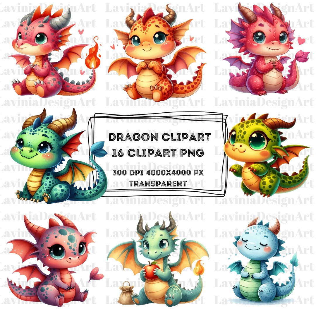Fantasy Dragon Clipart | Cute Dragon | Fantasy Dragon PNG | Dragon ...