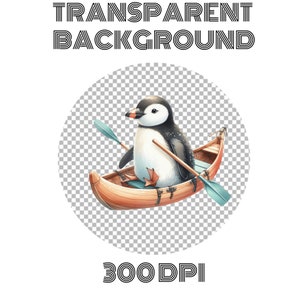 Penguin Rafting Clipart Watercolor | Canoe Penguin | Canoe Clipart ...
