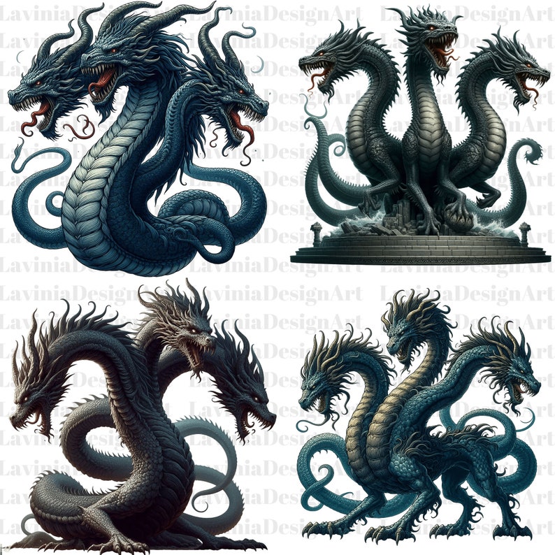 3 Headed Hydra Clipart Watercolor | Hydra Clipart | Hydra Png | Hydra ...