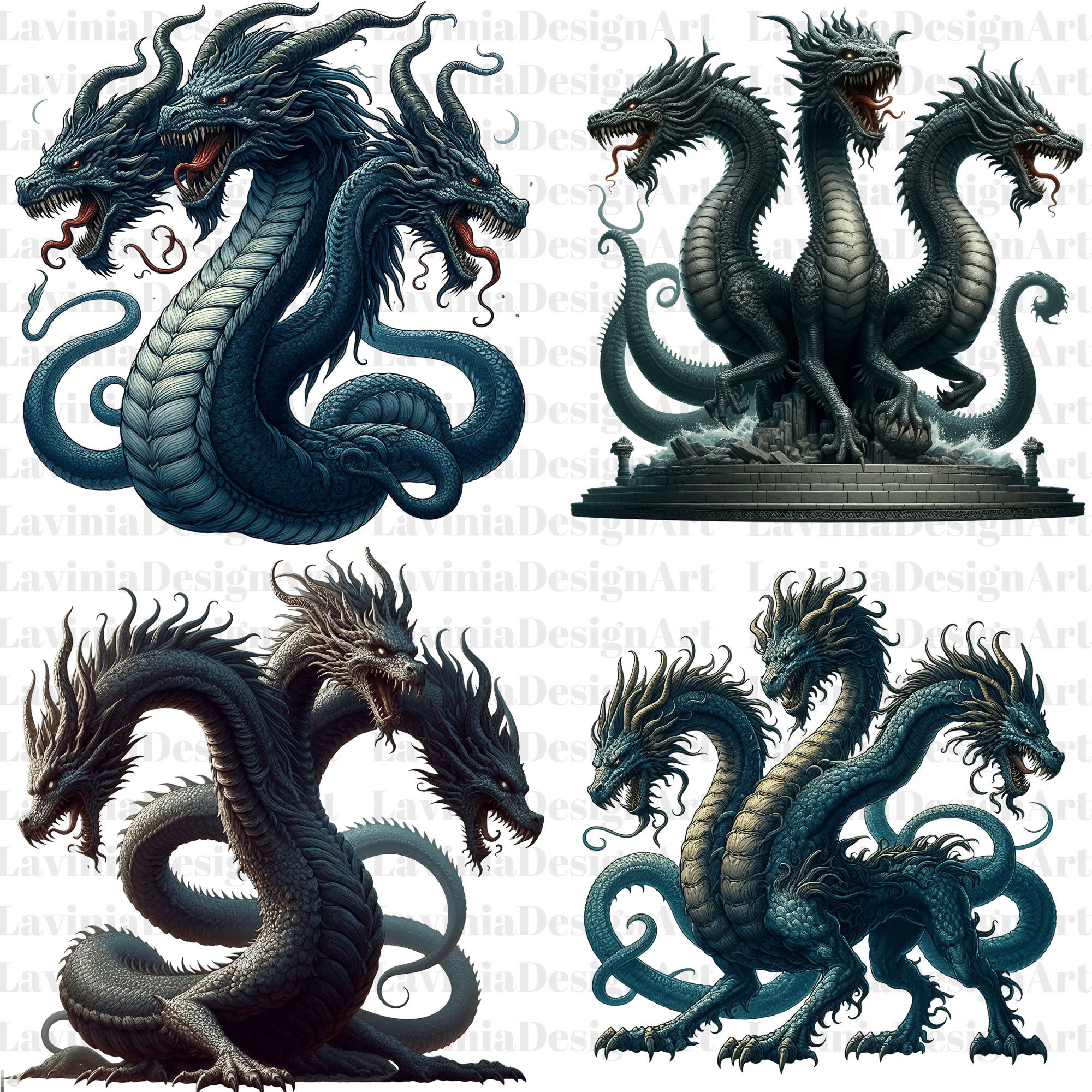3 Headed Hydra Clipart Watercolor | Hydra Clipart | Hydra Png | Hydra ...