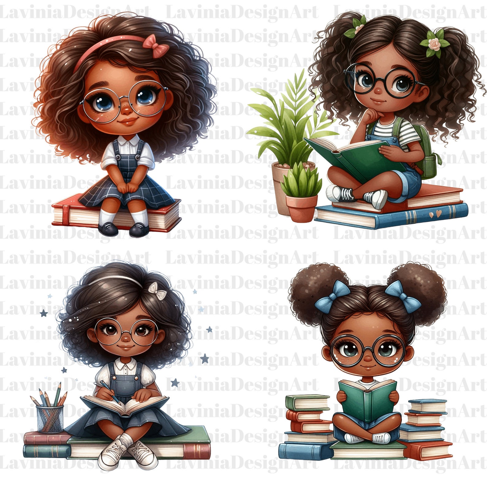 Student Cute Girl Clipart Student Clipart Cute Girl Watercolor Student ...