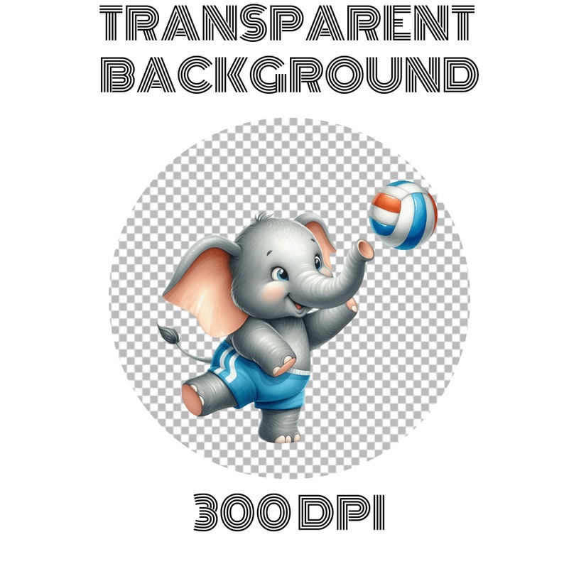 Elephant Playing Volleyball Clipart Watercolor Elephant Clipart Animal ...