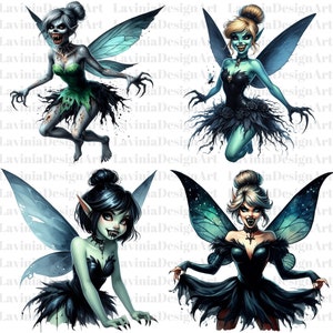 Halloween Dark Scary Fairy Clipart Watercolor | Tinkerbell Clipart ...