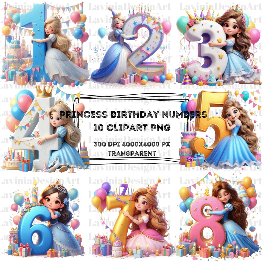 Princess Birthday Numbers | Customizable Birthday Decor | Printable ...