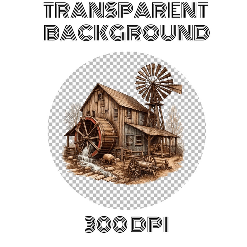 Rustic Mill Farm Clipart Farm Clipart Digital Download - Etsy