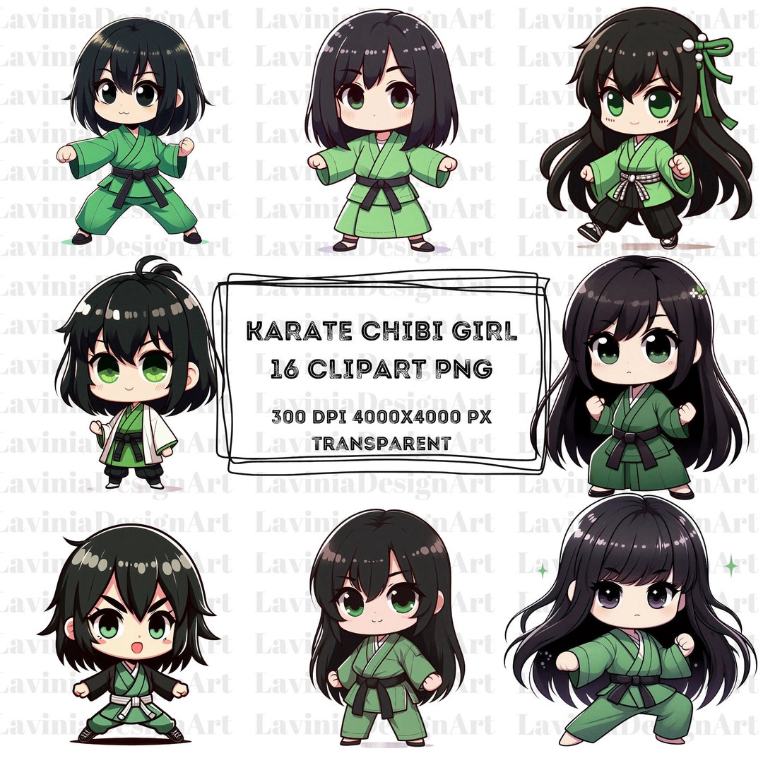Karate Chibi Girl Clipart Chibi Girl Clipart Chibi PNG Digital Download ...