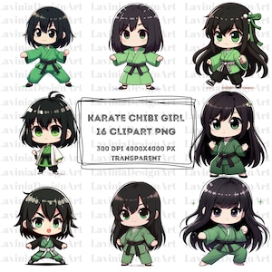 Karate Chibi Girl Clipart Chibi Girl Clipart Chibi PNG Digital Download ...