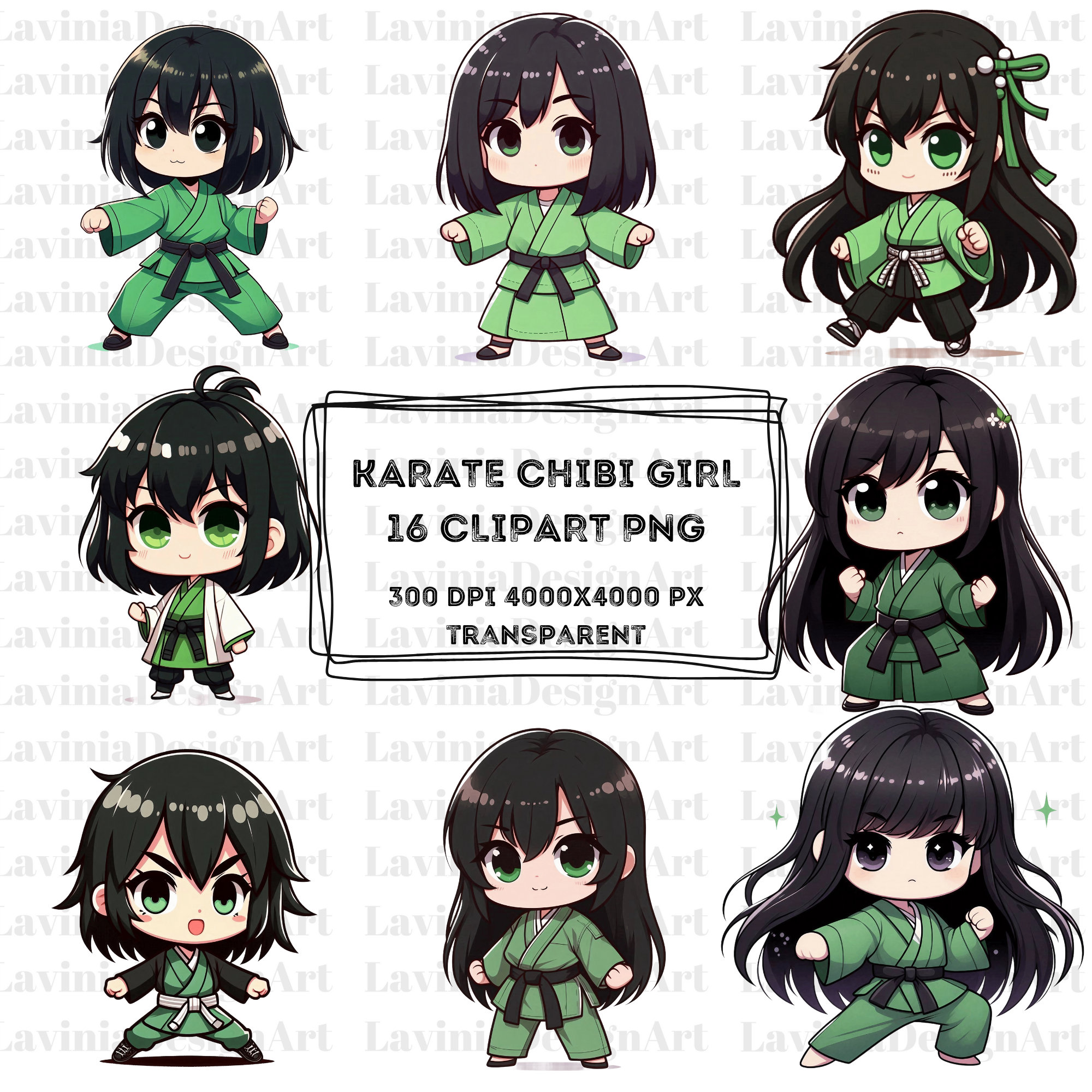 Karate Chibi Girl Clipart | Chibi Girl Clipart | Chibi PNG | Digital ...